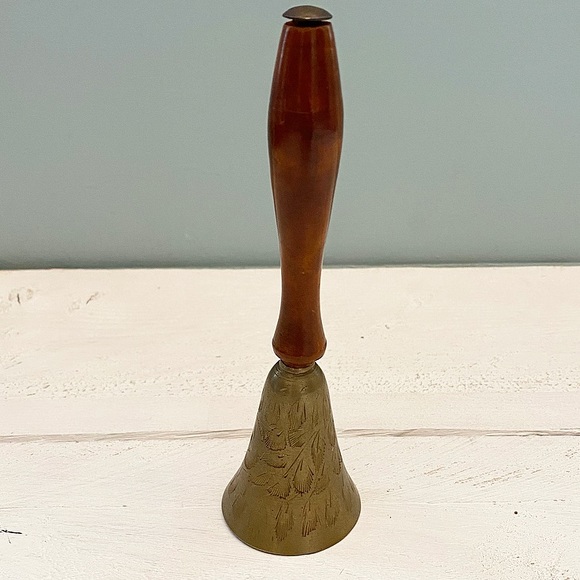 Vintage | Accents | Vintage Etched Brass School House Teacher Bell ...